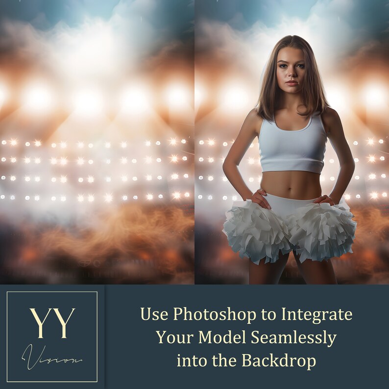 30 Cheerleader Stadium Light Fog Digital Backdrops Sets for Sports ...