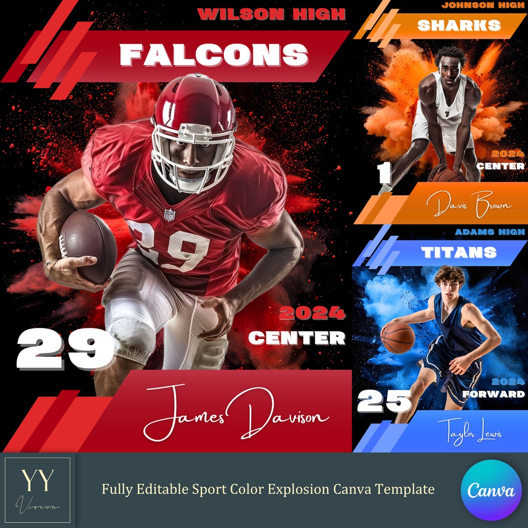 Color Explosion Canva Template With Tutorial for Sports Posters ...
