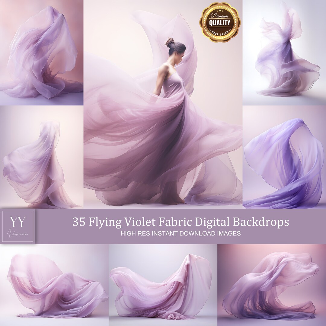 35 Violet Flying Silk Fabric Digital Backdrops Sets for Maternity ...