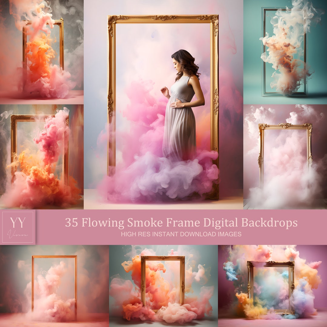 35 Flowing Smoke Frame Digital Backdrops Sets Maternity Photography ...