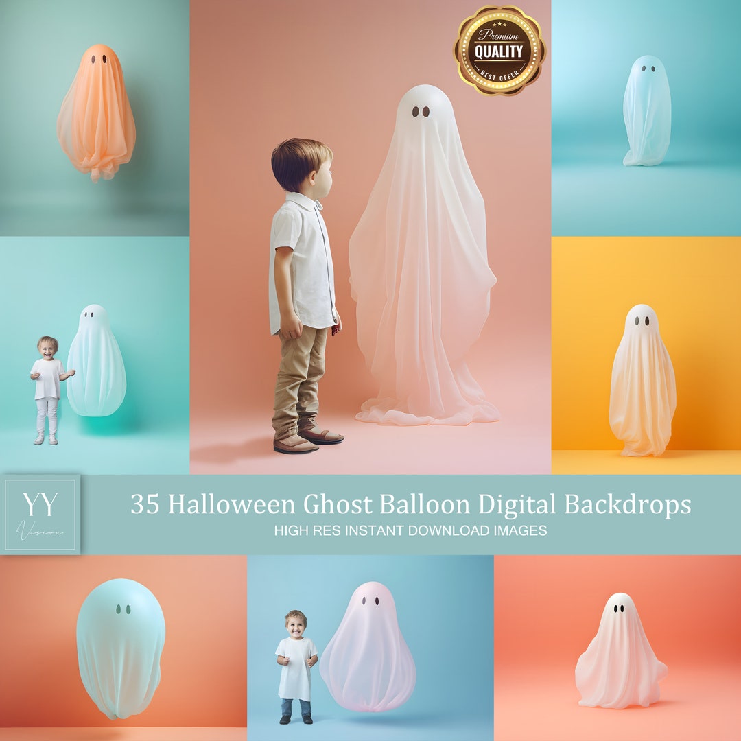 35 Halloween Ghost Balloon Digital Backdrops Sets Maternity Photography ...