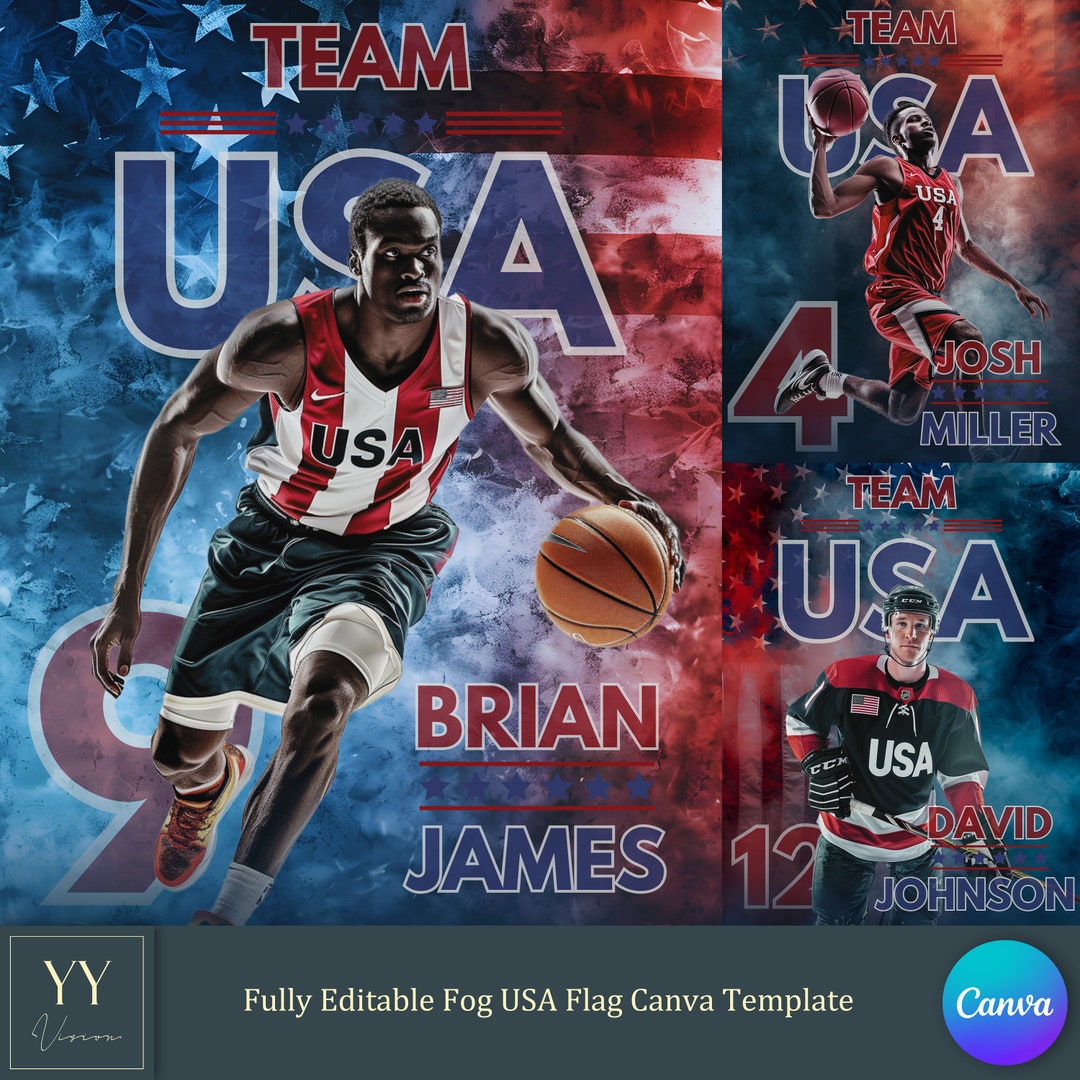 USA Flag Canva Template With Tutorial for Sports Posters Portraits ...