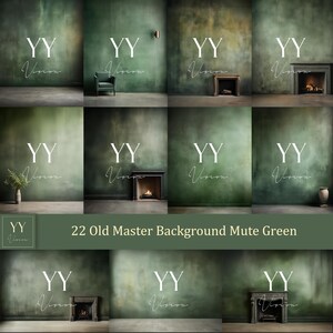 22 Old Master Studio Background Muted Green Digital Backdrops Sets for ...