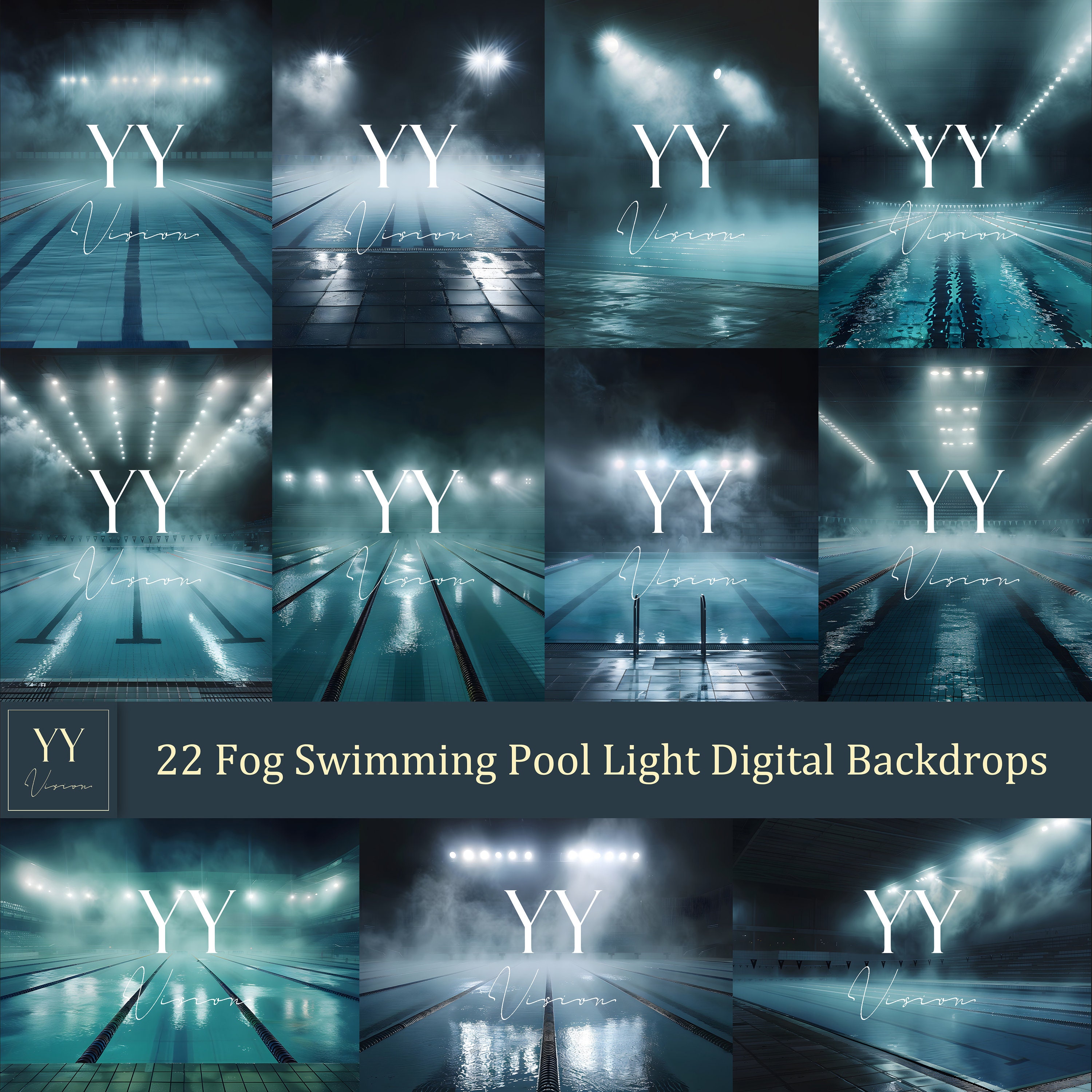 22 Swimming Pool Digital Backdrops Sets for Sports School Photography ...