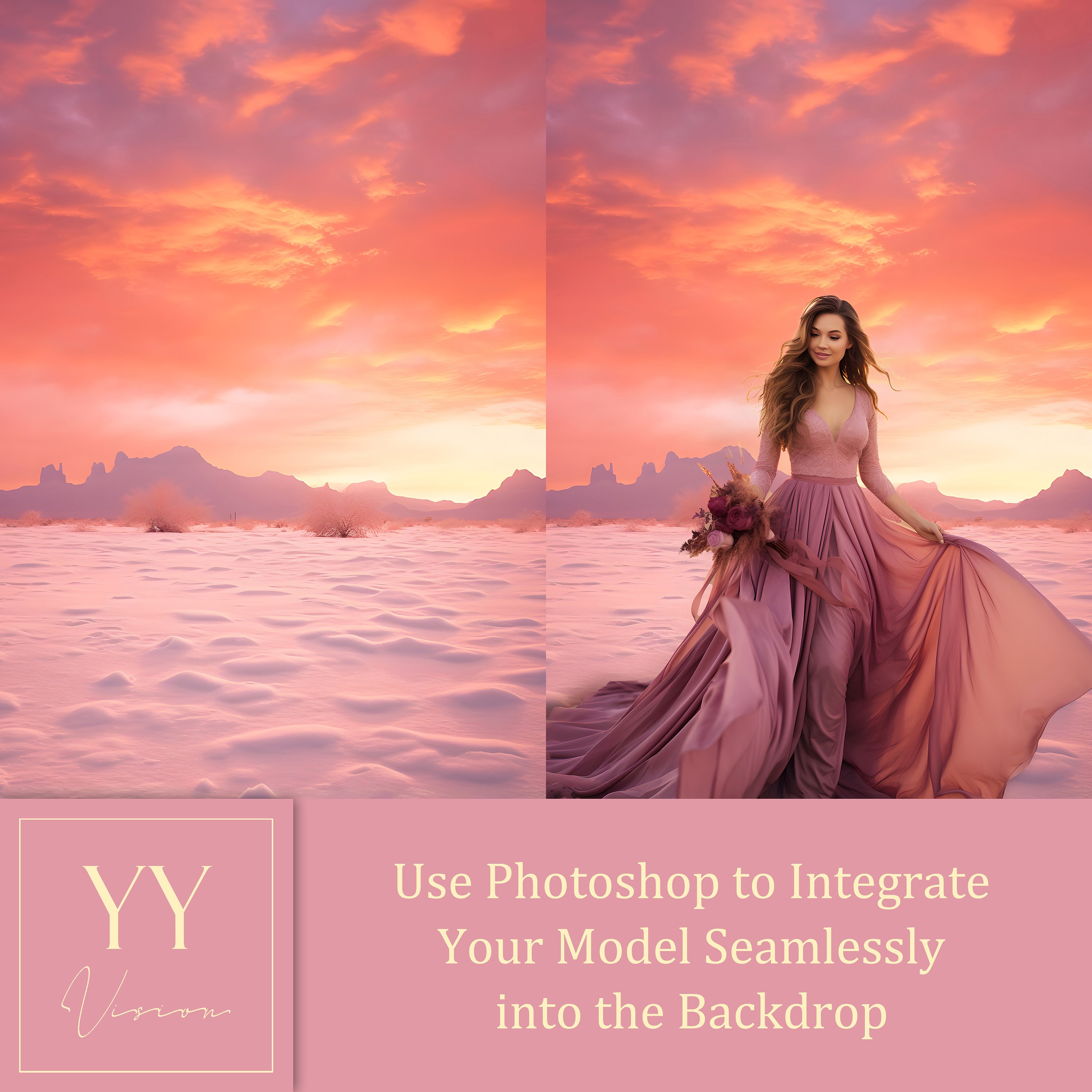 40 Sunrise in Desert Digital Backdrops Sets for Wedding Maternity ...