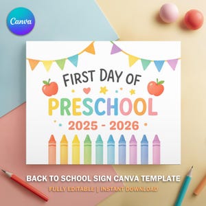 Editable First Day of School Sign Printable, Back to School Photo Prop ...