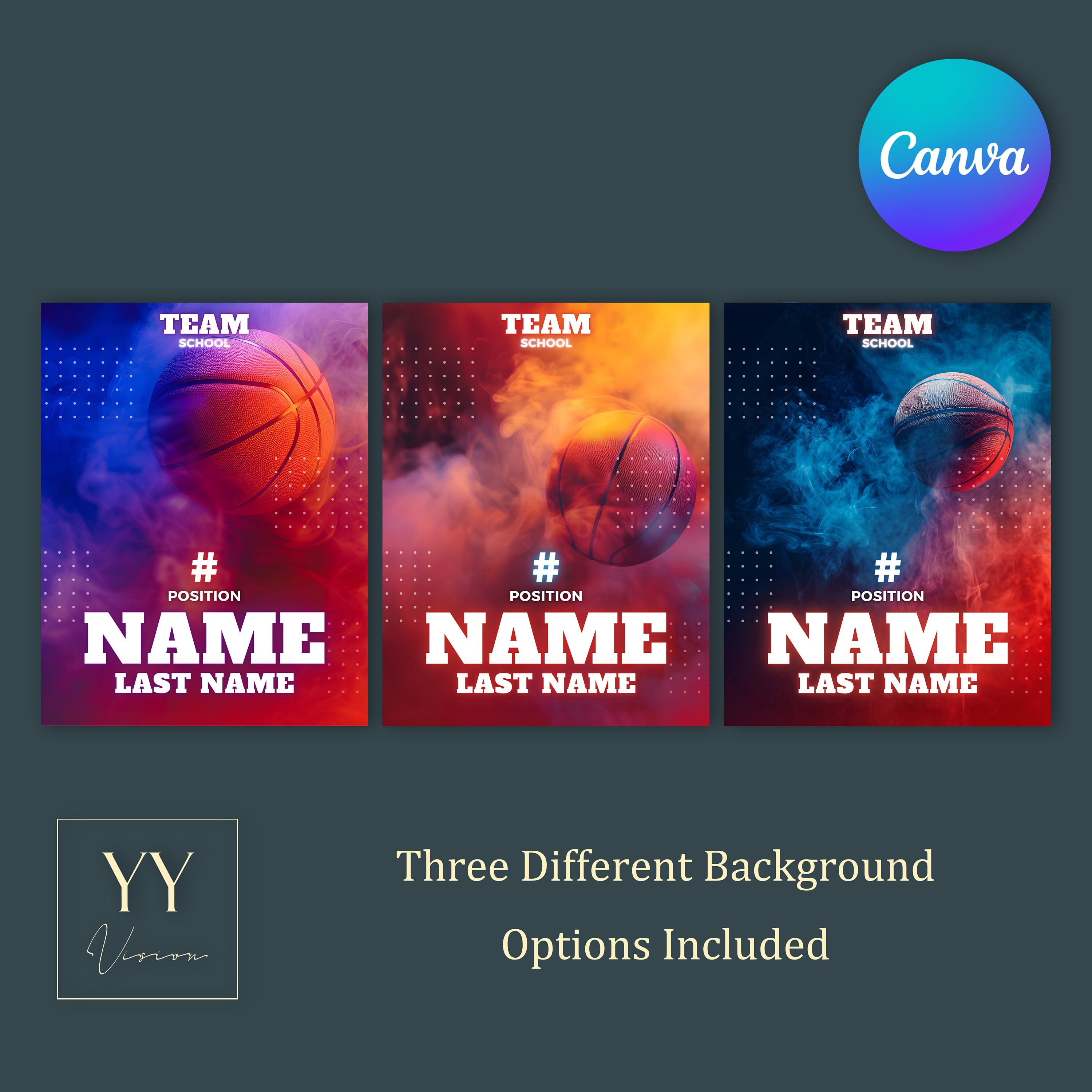 Basketball Color Smoke Canva Template With Tutorial for Sports Posters ...