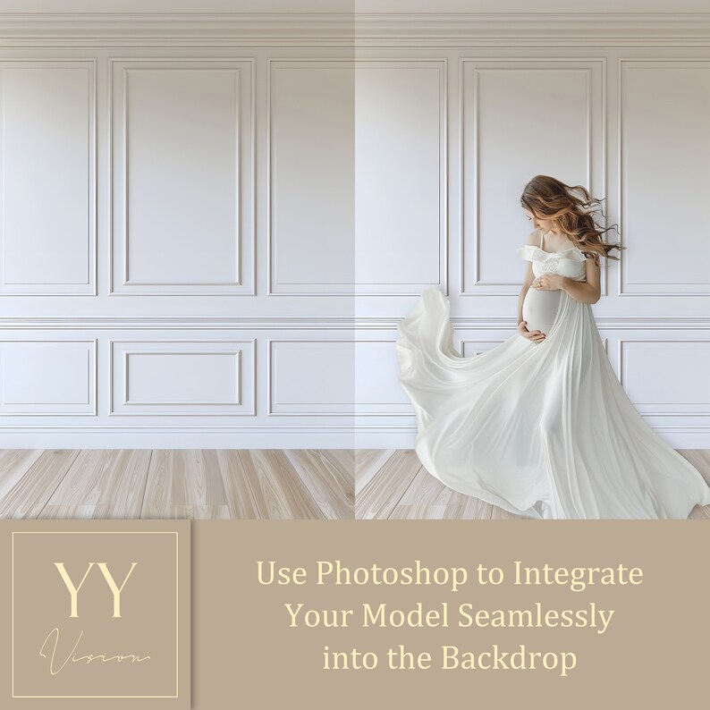 30 White Panel Wall Digital Backdrops Sets for Wedding Maternity Studio ...