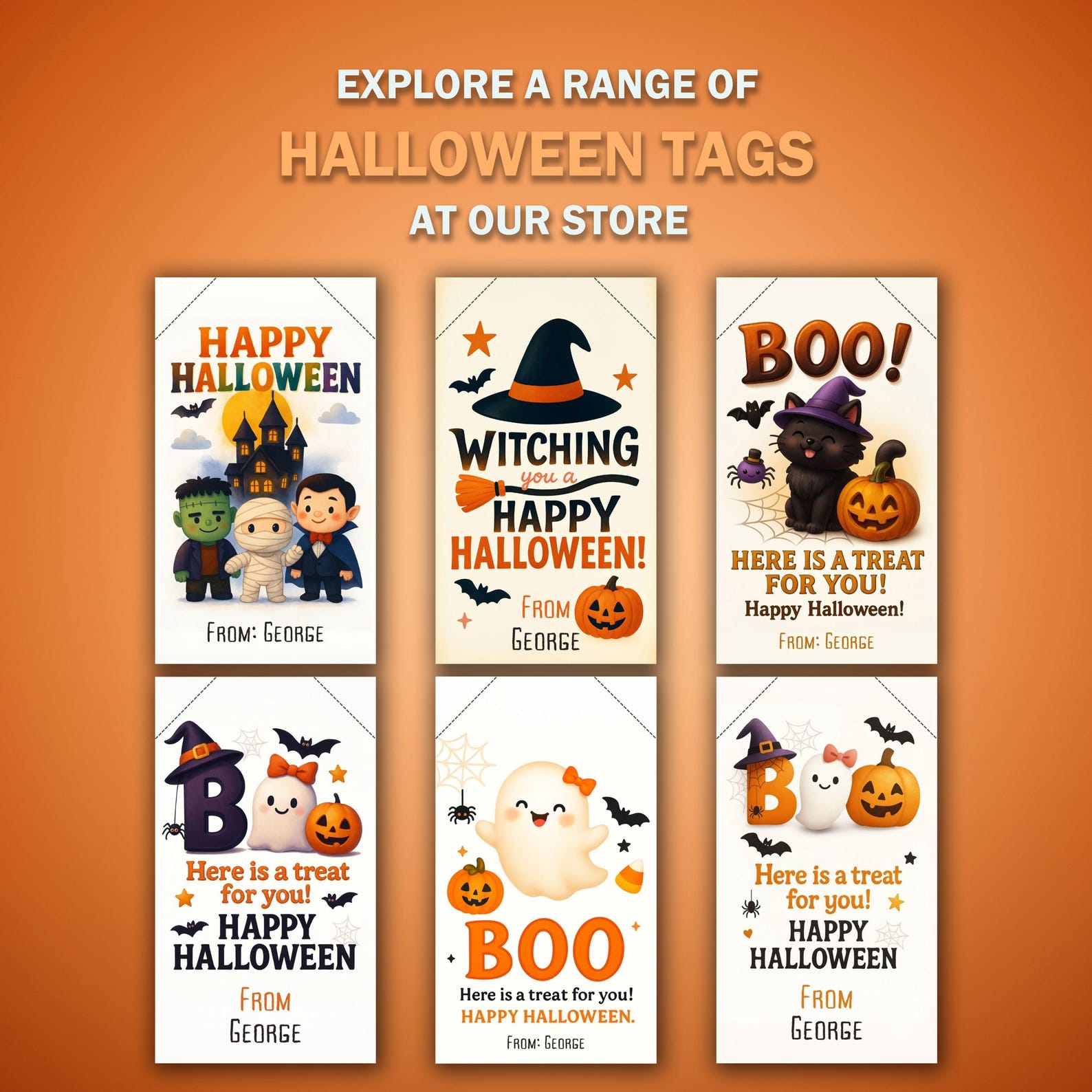 Halloween Gift Tag Printable, Boo Tag for Kids, Trick or Treat Favor ...