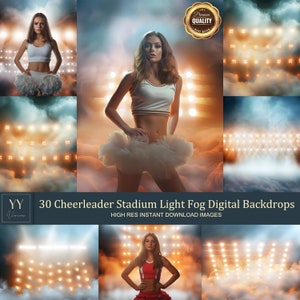 30 Cheerleader Stadium Light Fog Digital Backdrops Sets for Sports ...