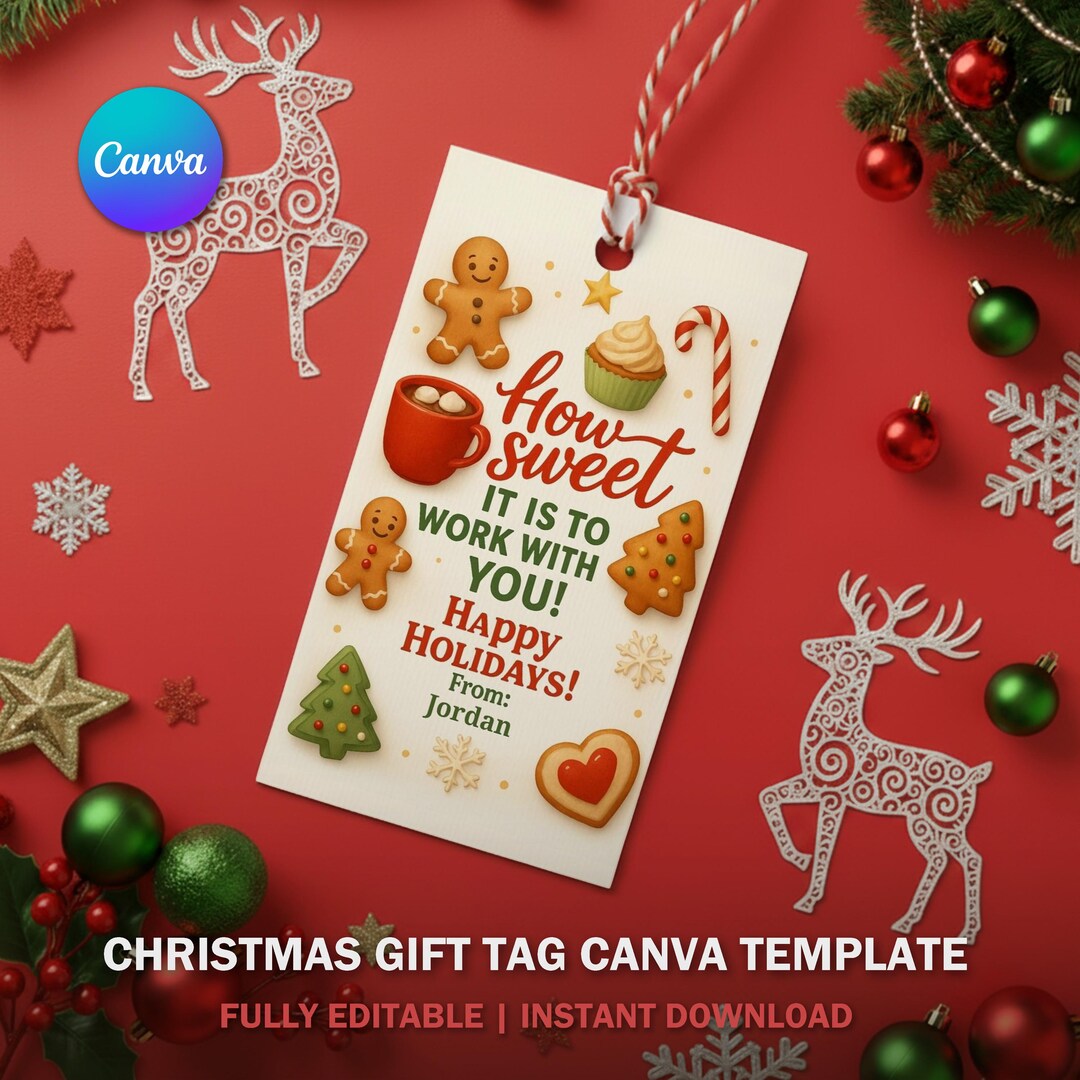 Christmas Office Gift Tag Template | How Sweet It is to Work With You ...