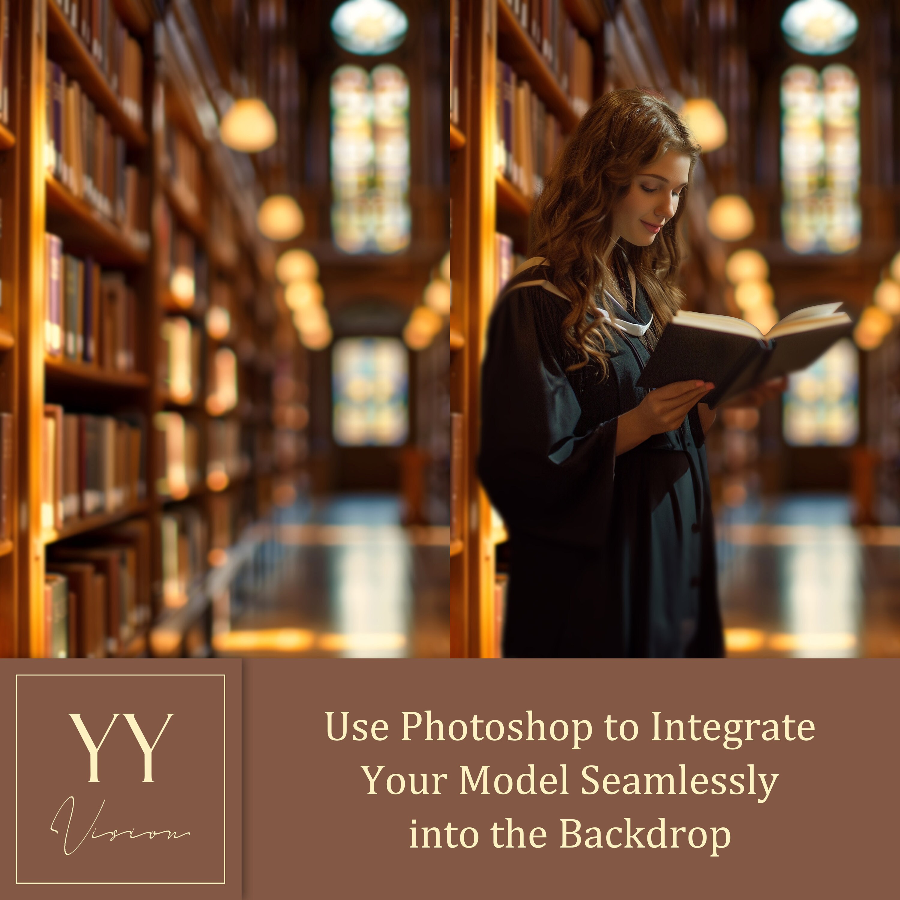 40 Soft Focus Graduation Library Digital Backdrops Sets for University ...