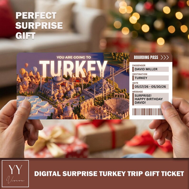Printable TURKEY Surprise Ticket | Editable Boarding Pass | Vacation ...