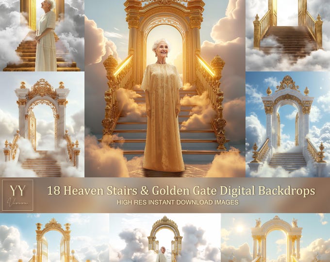 18 Heaven Stairs and Golden Gate Digital Backdrops Sets for in Loving ...