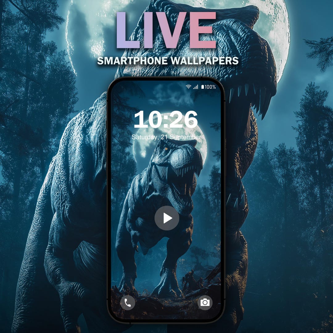 T-rex Night Live Wallpaper V2 | MP4 JPG for Android| Animal Theme ...