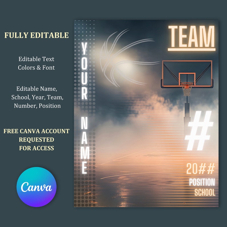 Basketball Canva Template With Tutorial for Sports Posters Portraits ...