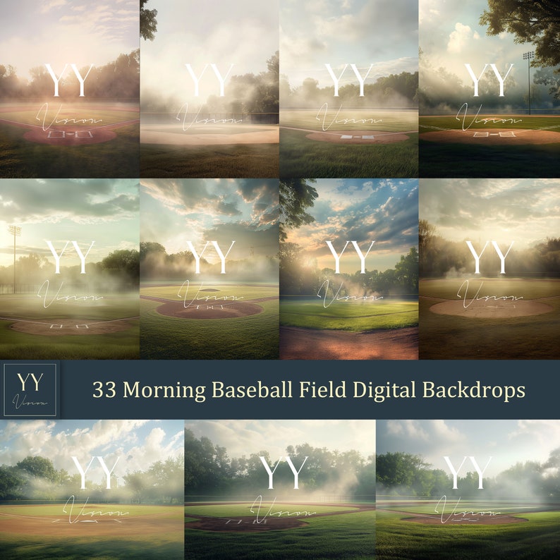 33 Morning Baseball Field Digital Backdrops Sets for Sports School ...