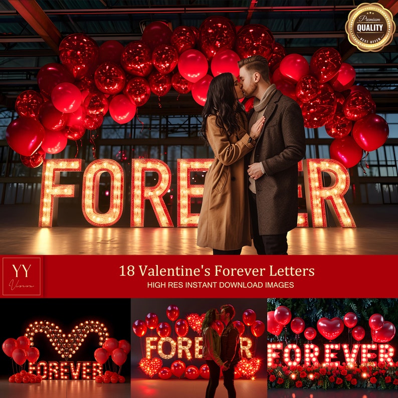 18 Forever Letters Digital Backdrops Sets for Valentine Day Gift ...