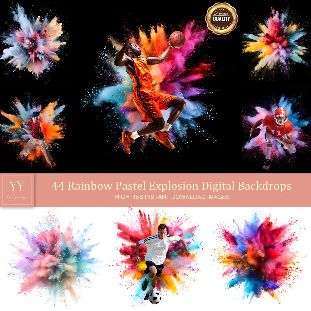 44 Rainbow Pastel Explosion Portrait Background Digital Backdrops Sets ...