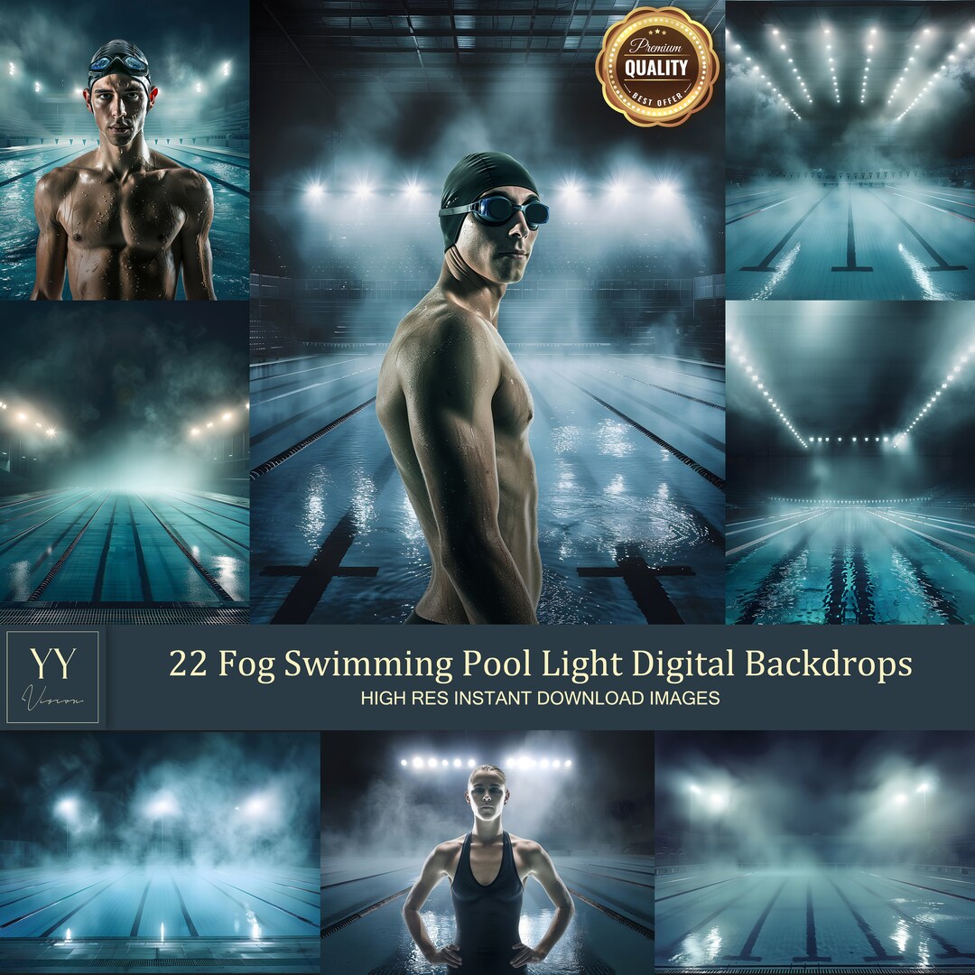 22 Swimming Pool Digital Backdrops Sets for Sports School Photography ...