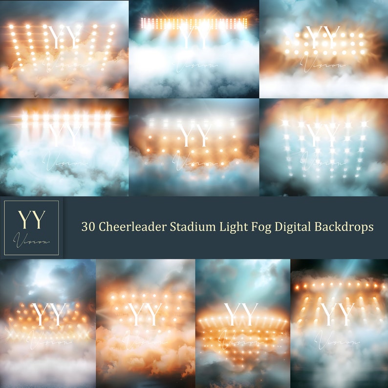 30 Cheerleader Stadium Light Fog Digital Backdrops Sets for Sports ...
