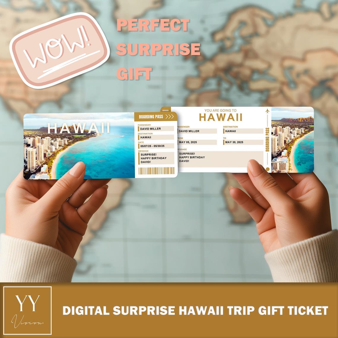 Printable HAWAII Surprise Ticket V1 | Editable Boarding Pass | Vacation ...