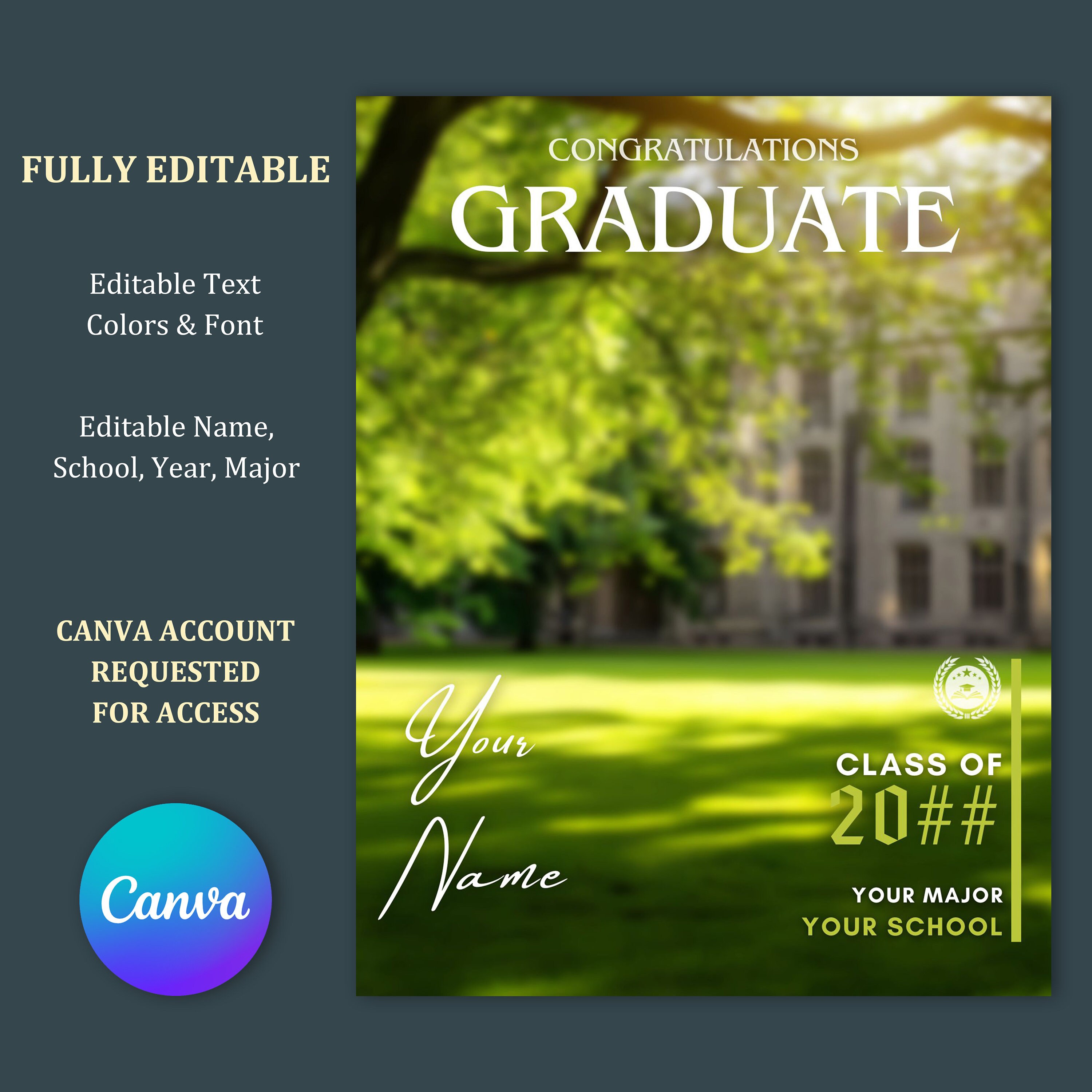 Graduation Announcement Canva Template With Tutorial for Posters ...