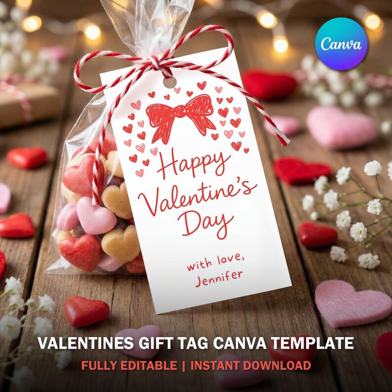 Personalized Valentine Gift Tags Printable | Editable Valentine Love ...