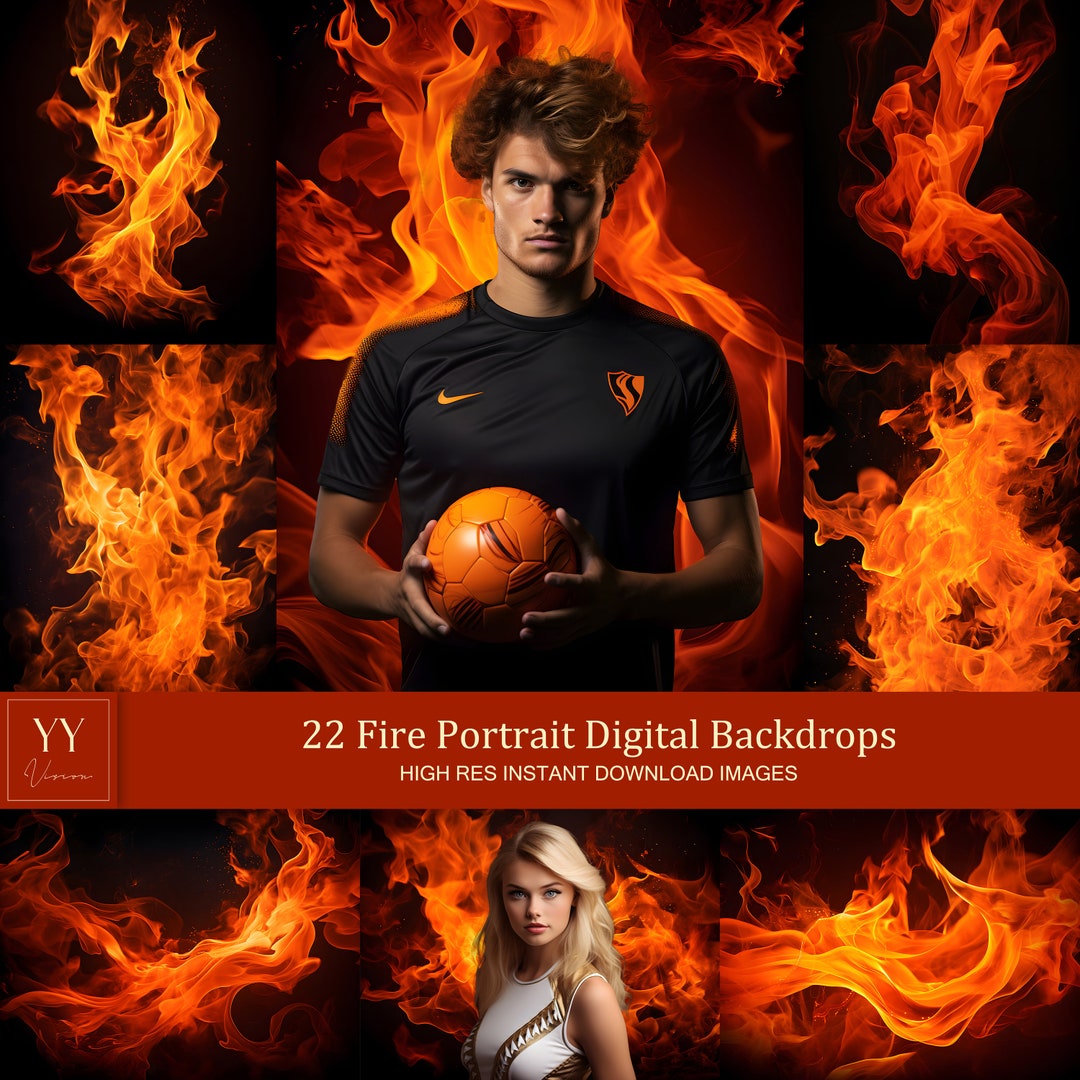 22 Fire Portrait Background Digital Backdrops Sets for Sports School ...