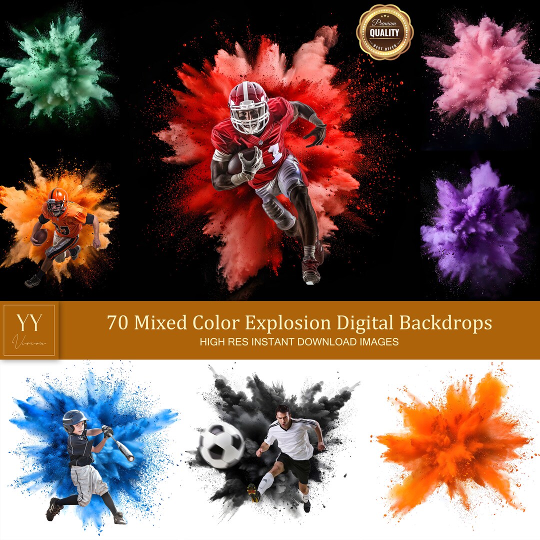 70 Mixed Color Explosion Portrait Background Digital Backdrops Sets for ...