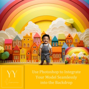 30 Kidcore House Rainbow Cloud Digital Backdrops Sets for Baby Cake ...