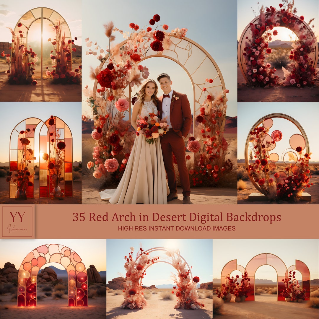 35 Red Arch in Desert Arch Digital Backdrops Sets for Wedding Maternity ...