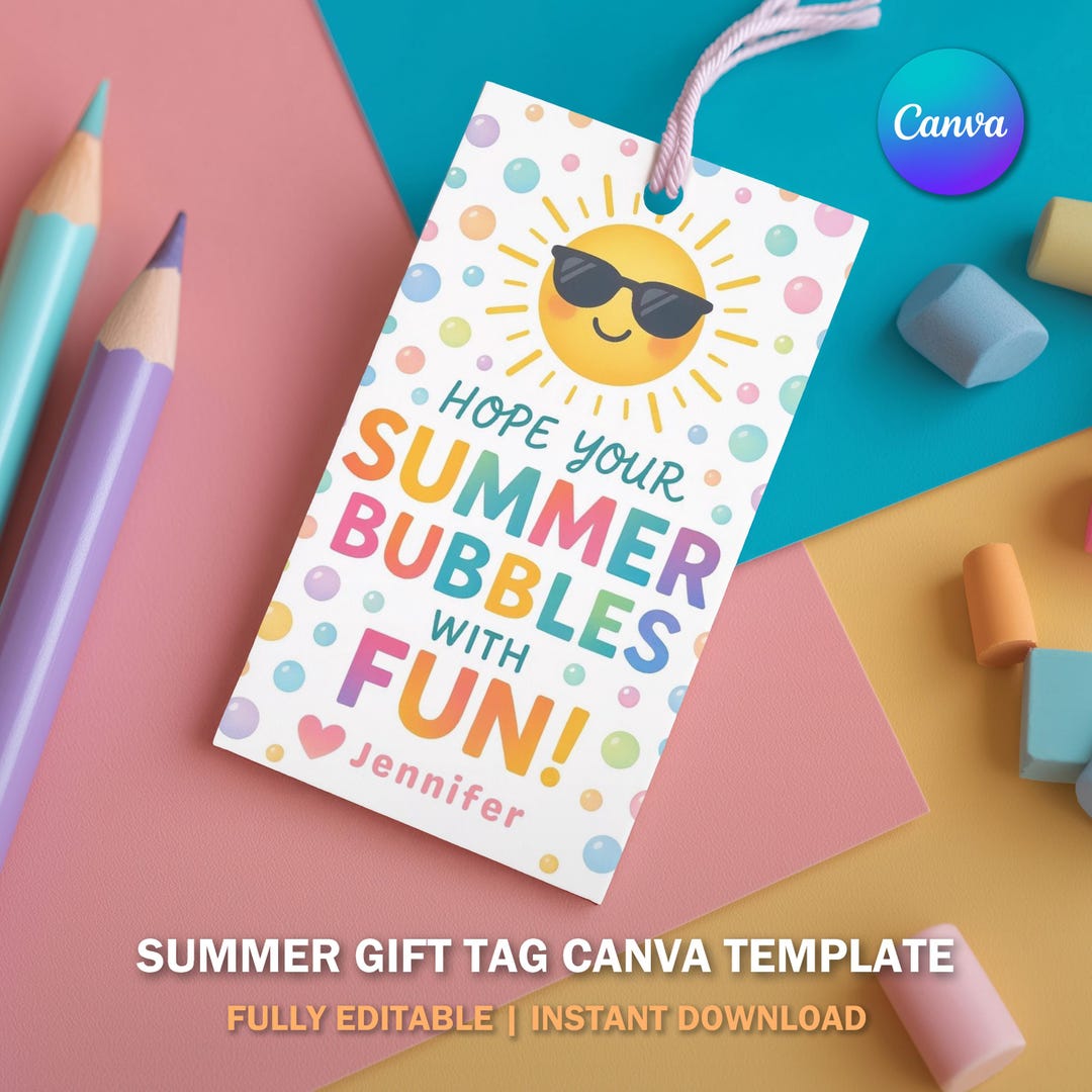 Summer Gift Tag PNG, Have a Cool Summer Printable, Rainbow Sunshine End ...