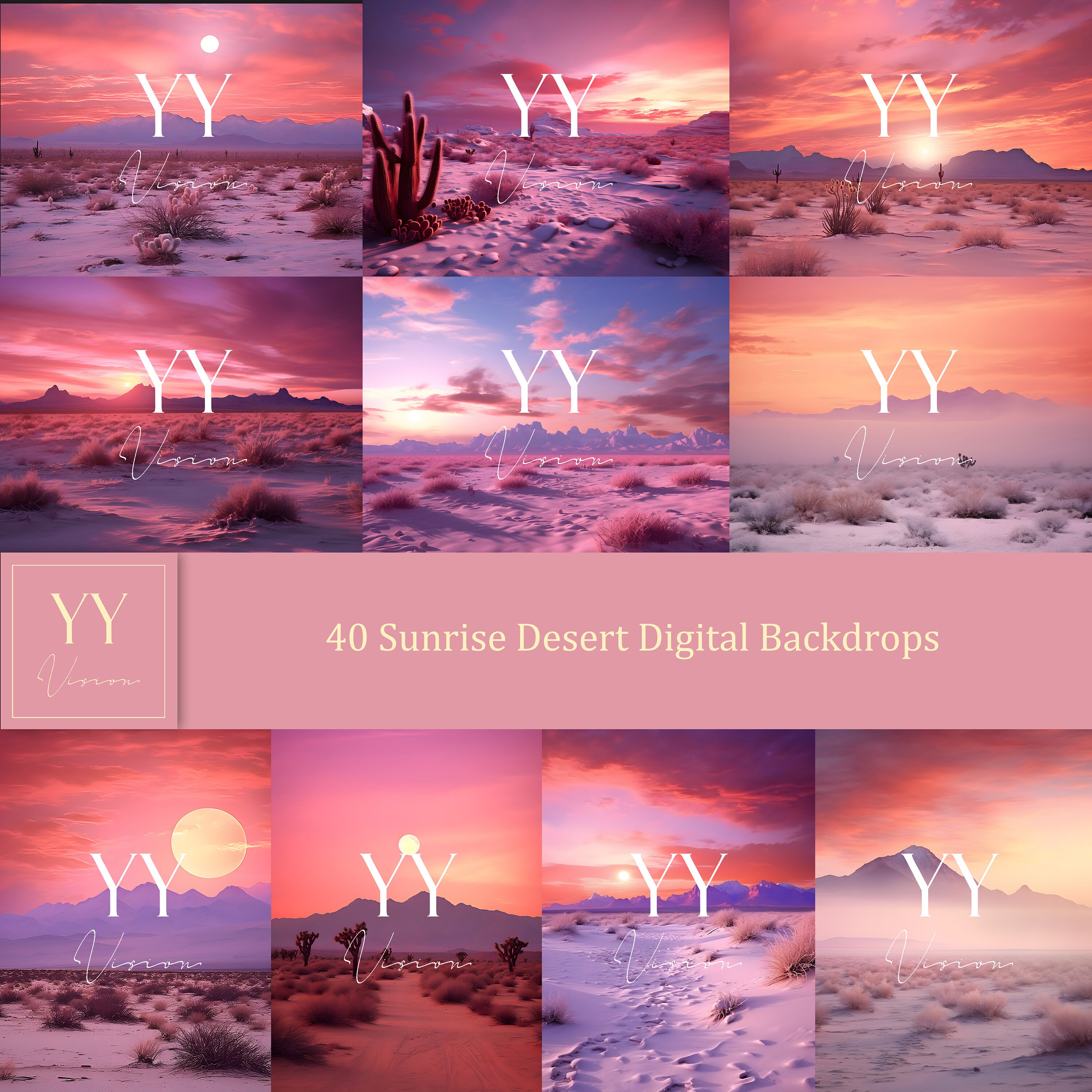 40 Sunrise in Desert Digital Backdrops Sets for Wedding Maternity ...