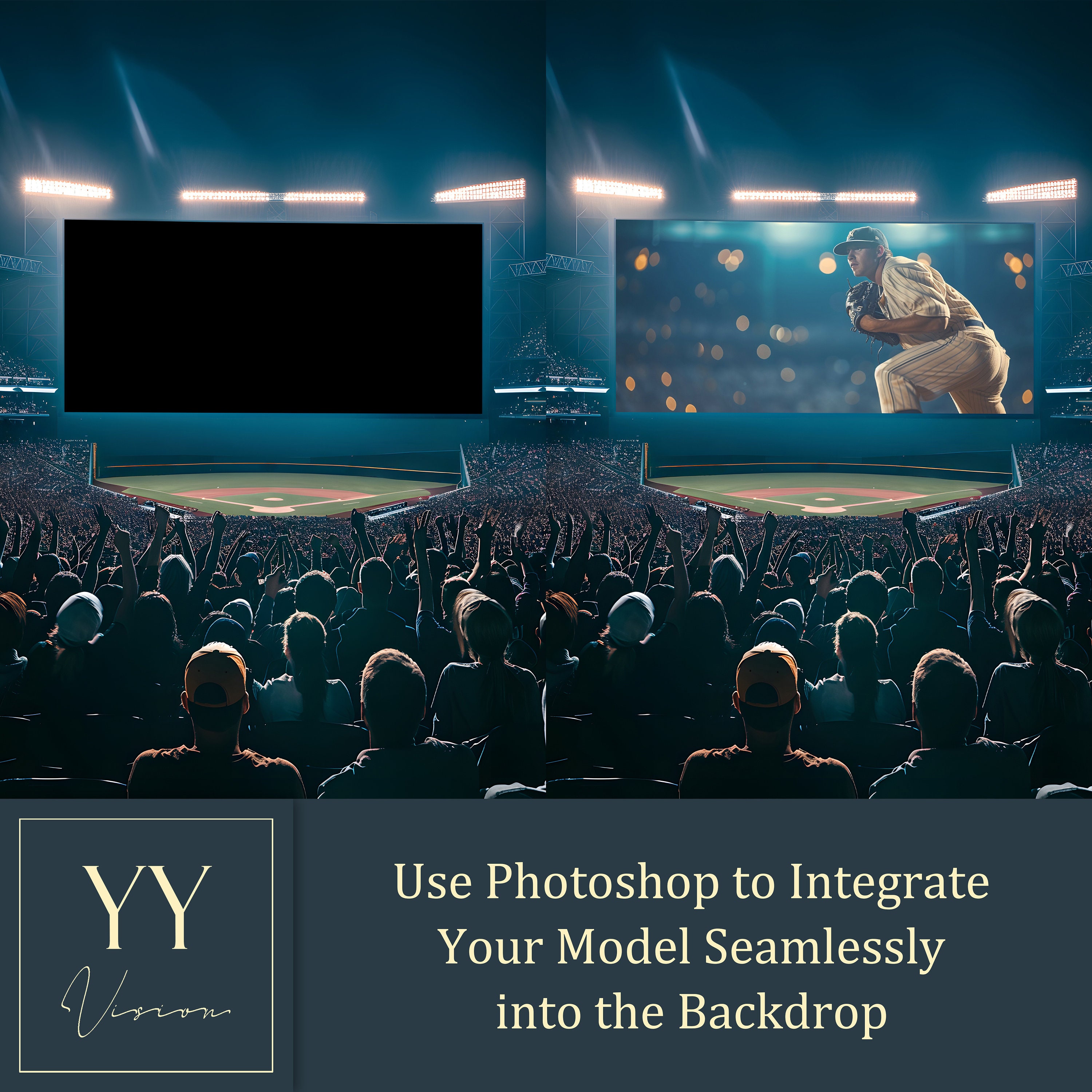 20 Stadium Screen Digital Backdrops Sets for Sports School Photography ...