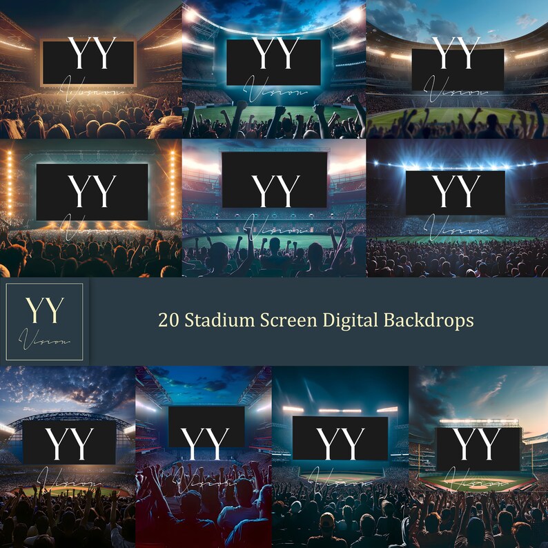 20 Stadium Screen Digital Backdrops Sets for Sports School Photography ...