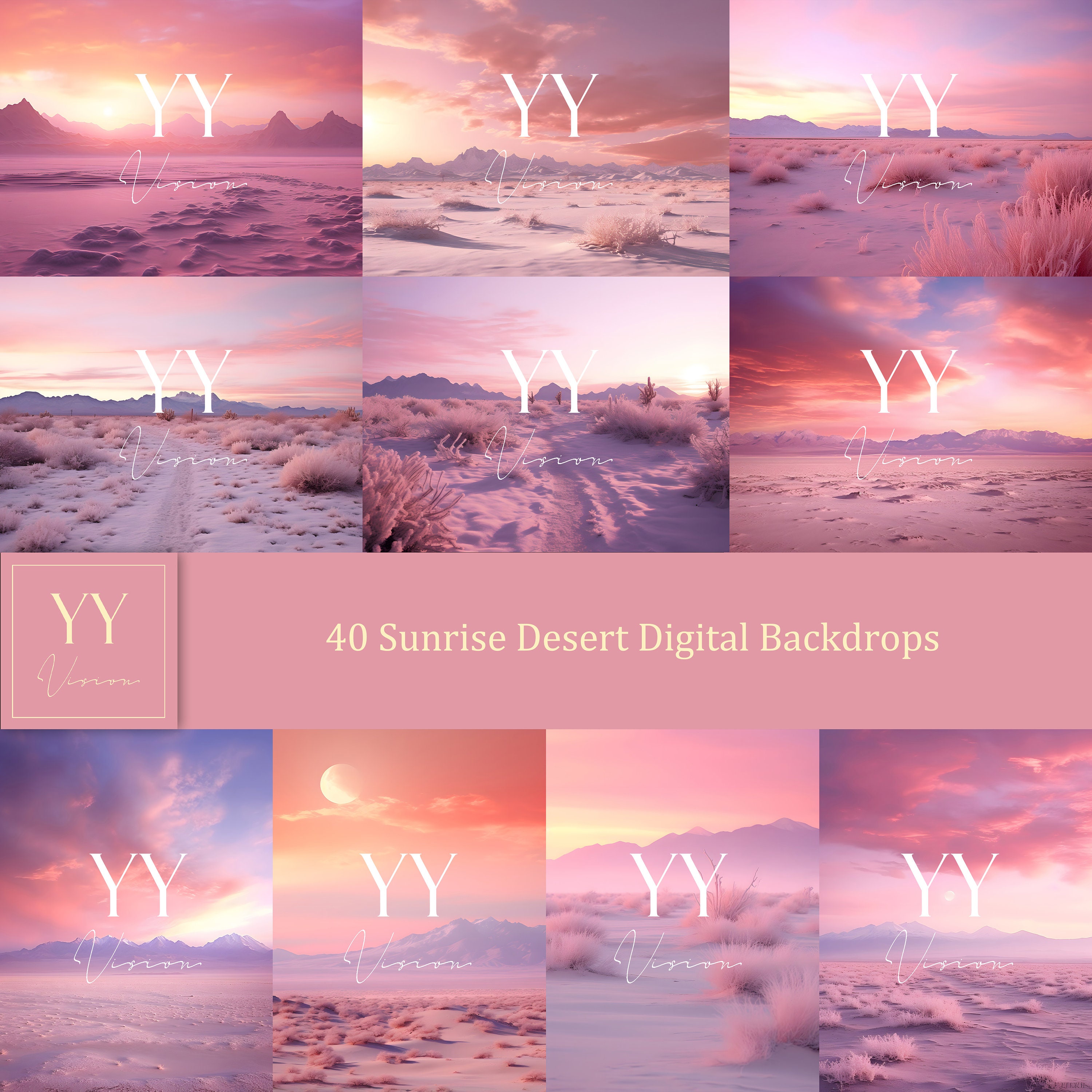 40 Sunrise in Desert Digital Backdrops Sets for Wedding Maternity ...