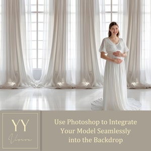 40 White Curtain White Room Digital Backdrops Sets for Maternity ...