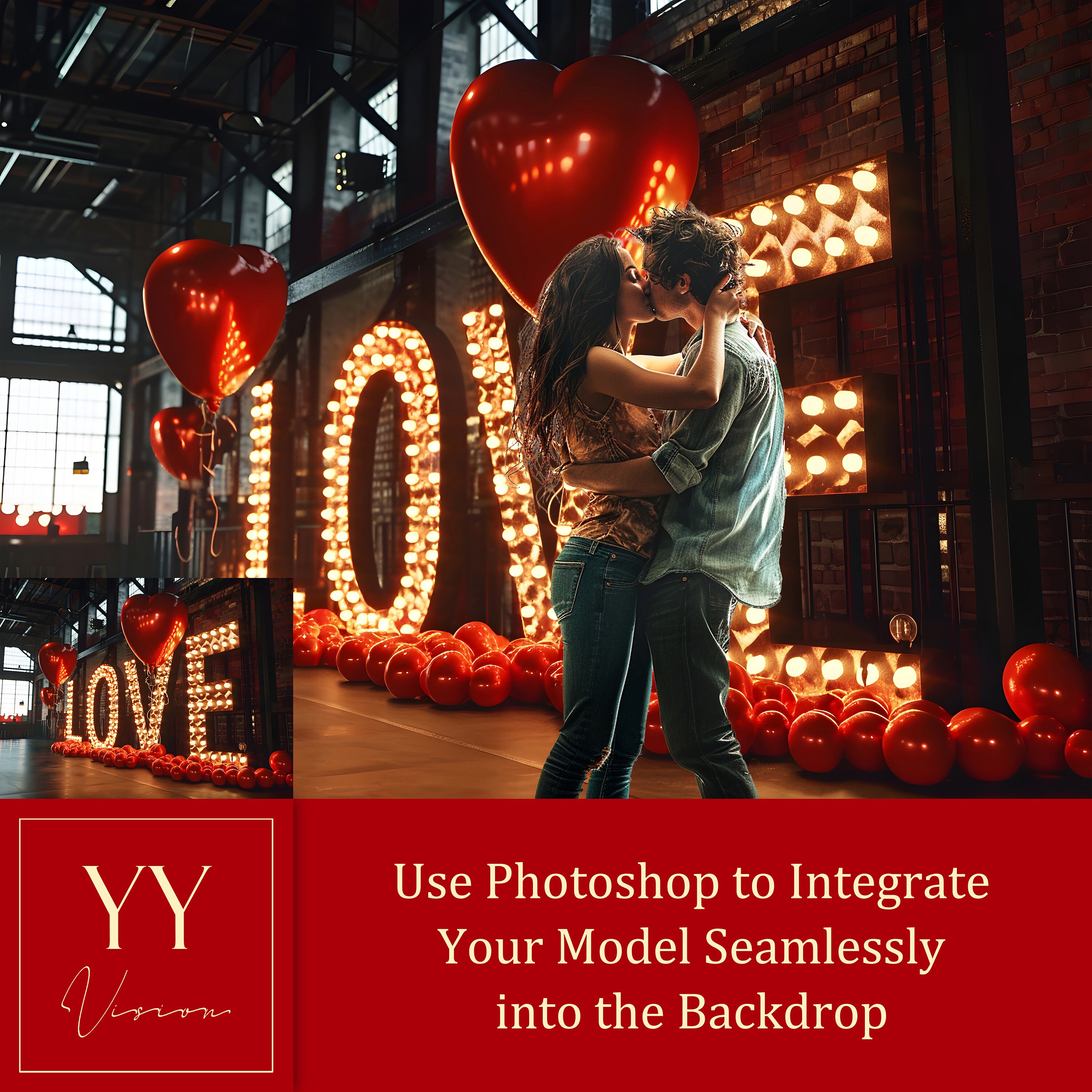 18 Love Letters Digital Backdrops Sets for Valentine Day Gift ...