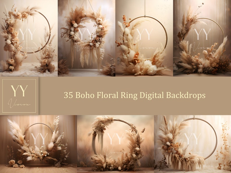 35 Boho Floral Ring Digital Backdrops Sets for Mystical - Etsy