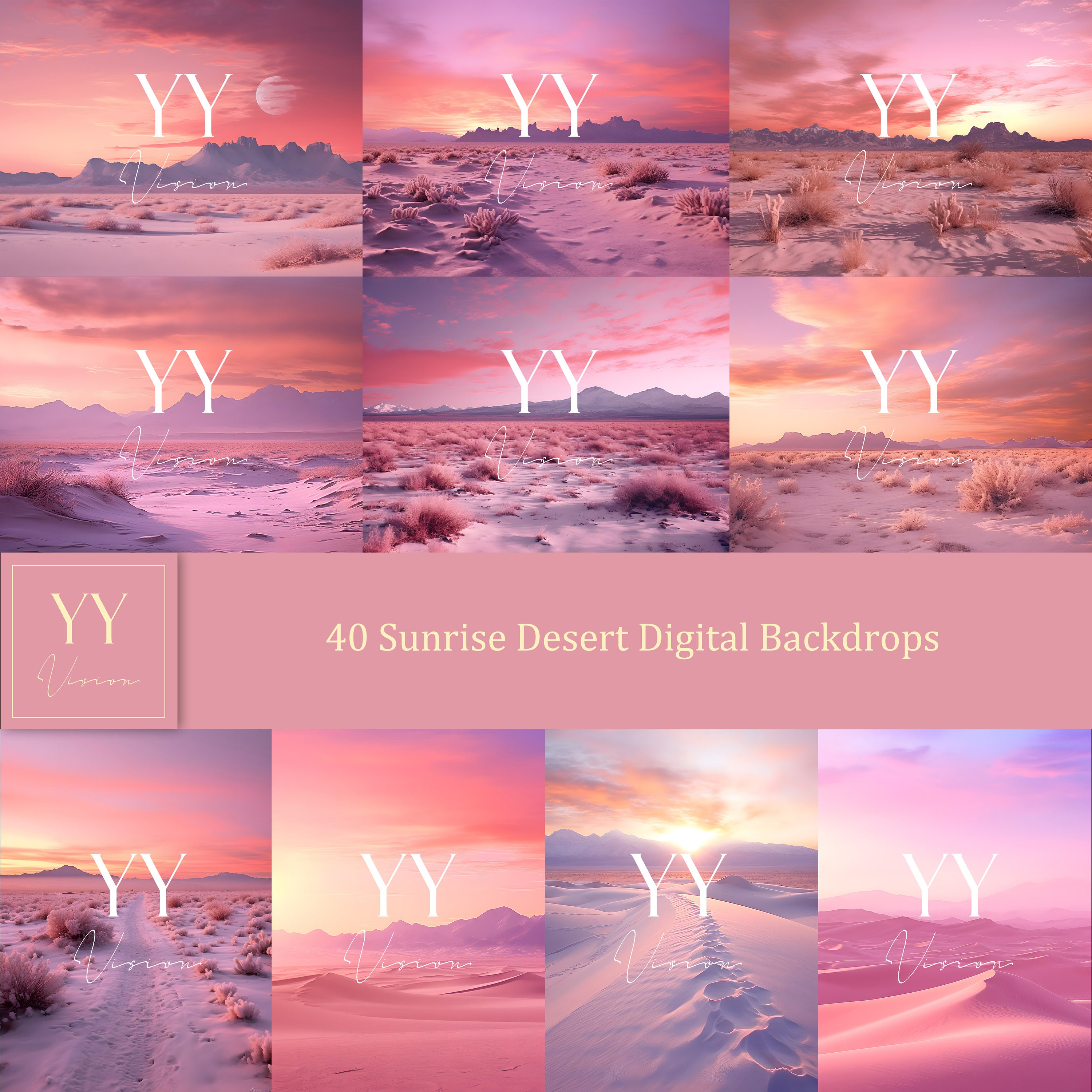 40 Sunrise in Desert Digital Backdrops Sets for Wedding Maternity ...