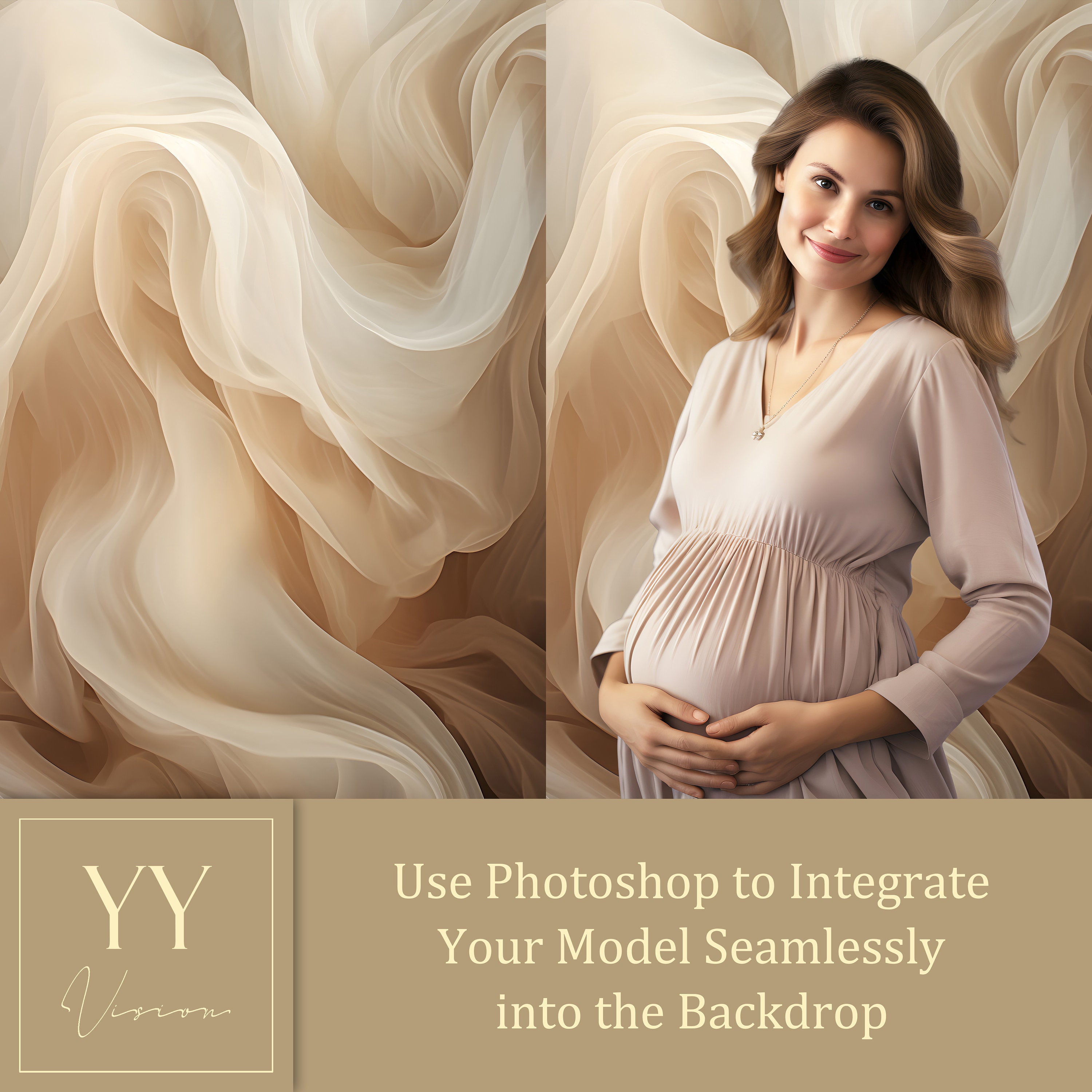 44 Silk Fabric Neutral Digital Backdrops Sets for Maternity Photography ...