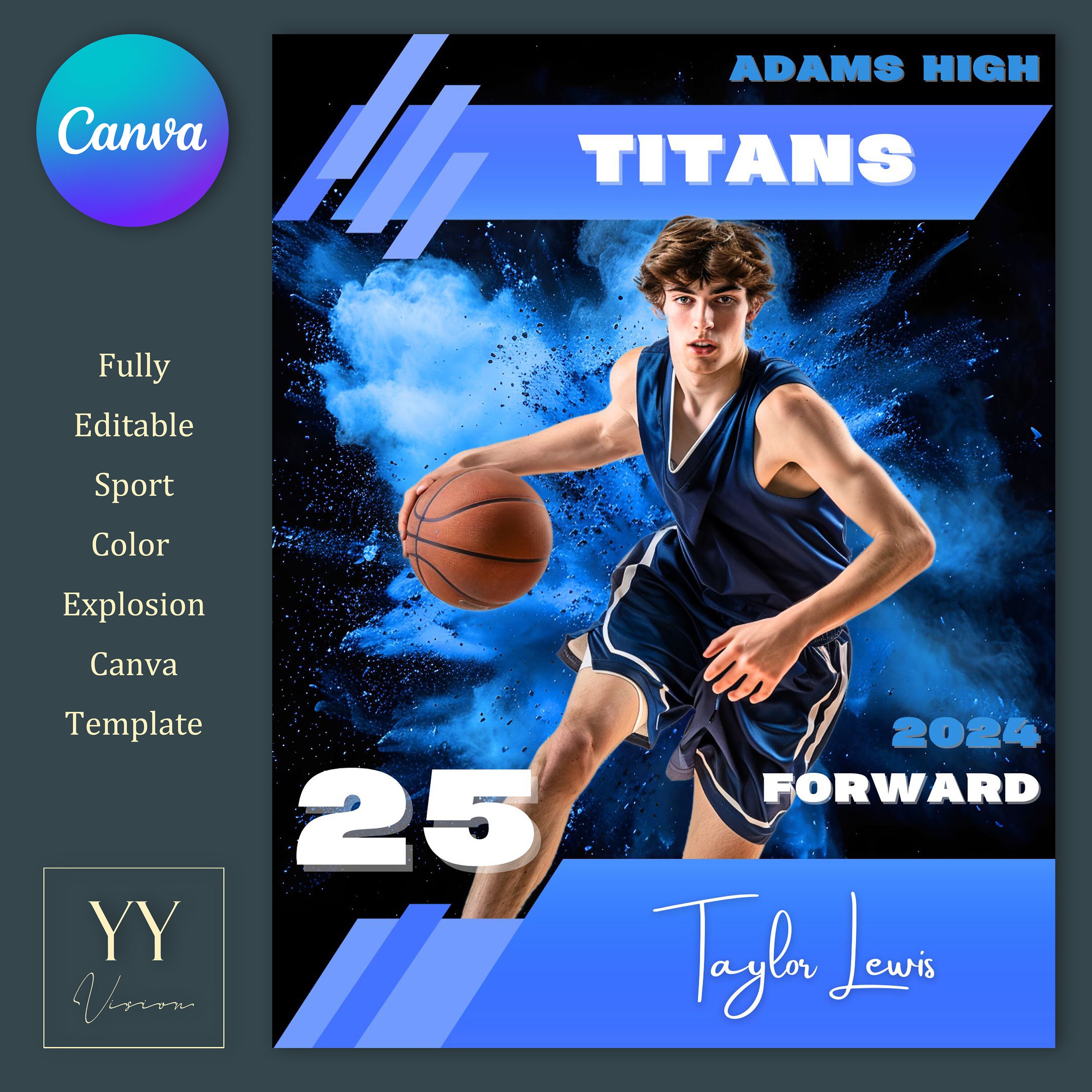Color Explosion Canva Template With Tutorial for Sports Posters ...