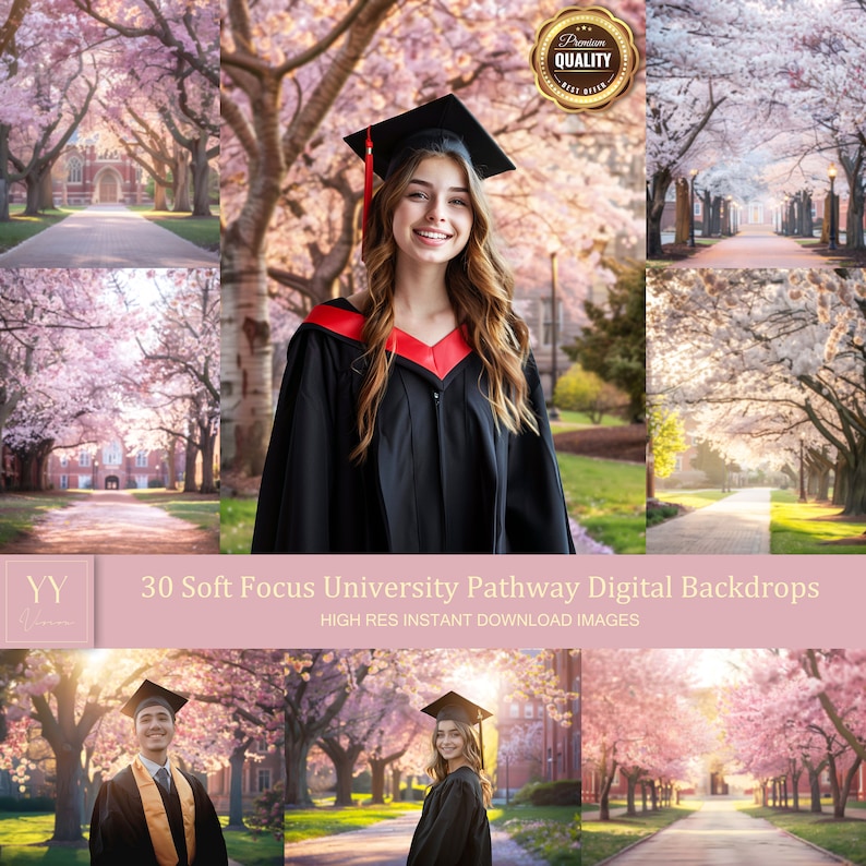 30 Soft Focus University Pathway Digital Backdrops Sets for High School ...