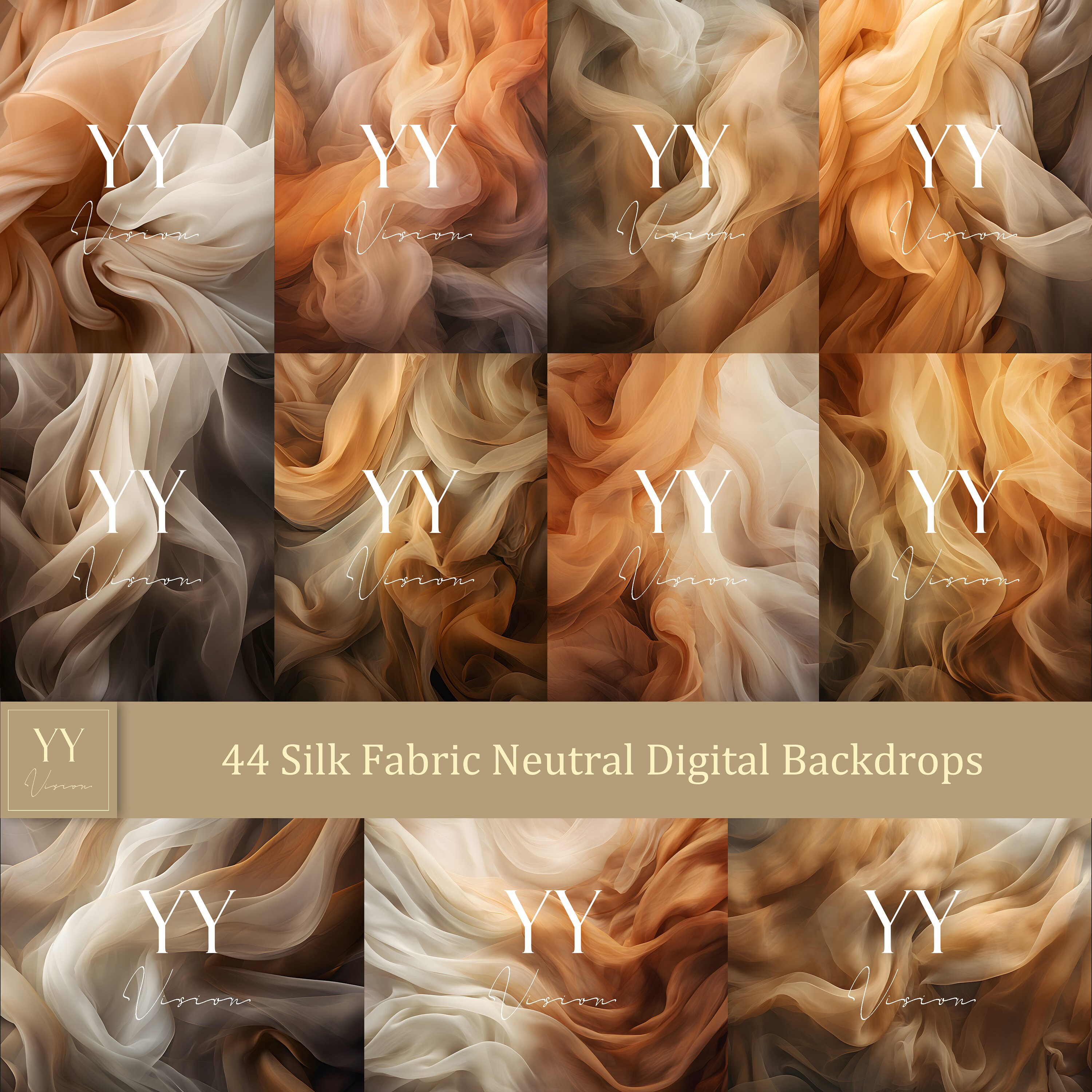 44 Silk Fabric Neutral Digital Backdrops Sets for Maternity Photography ...