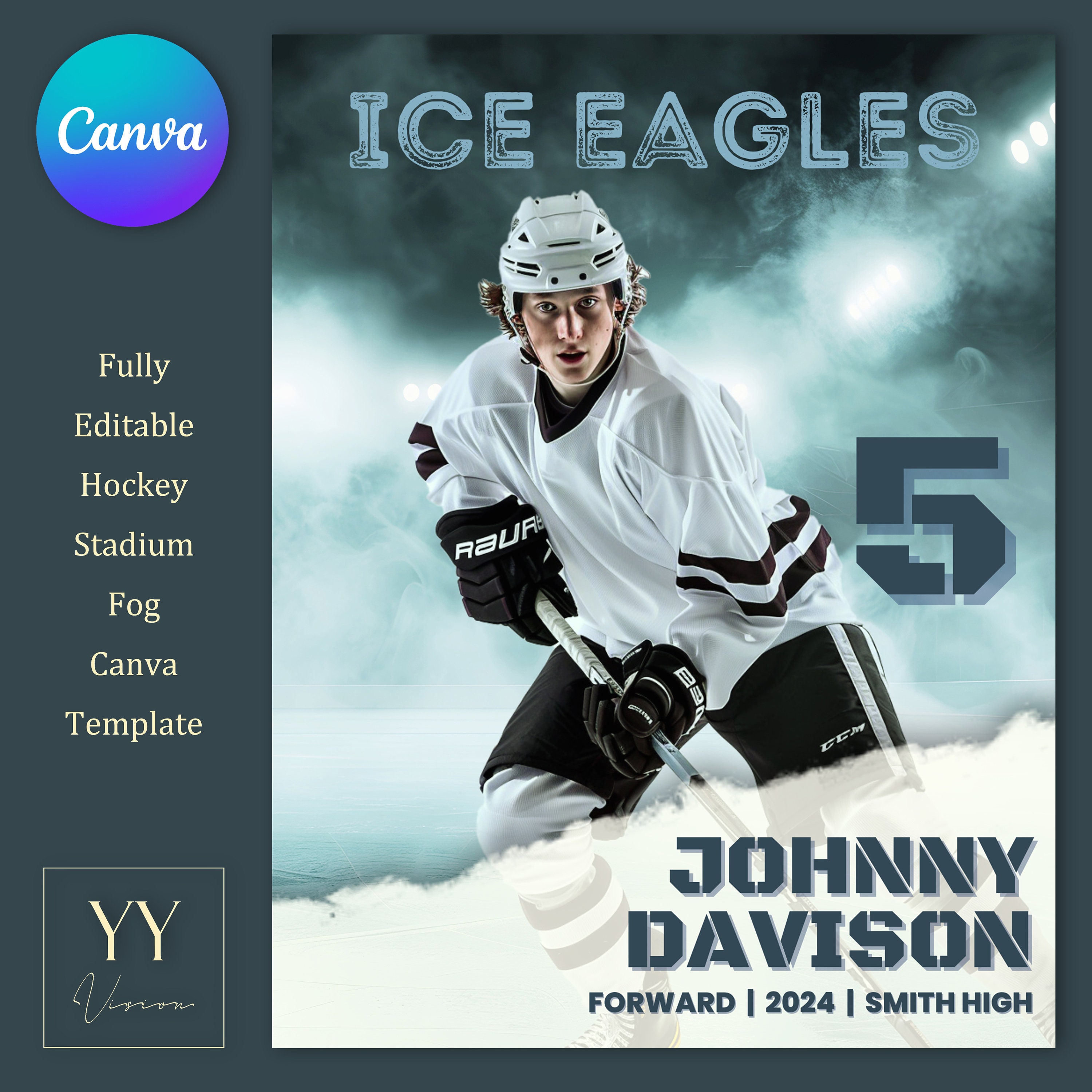 Hockey Stadium Fog Canva Template With Tutorial for Sports Posters ...