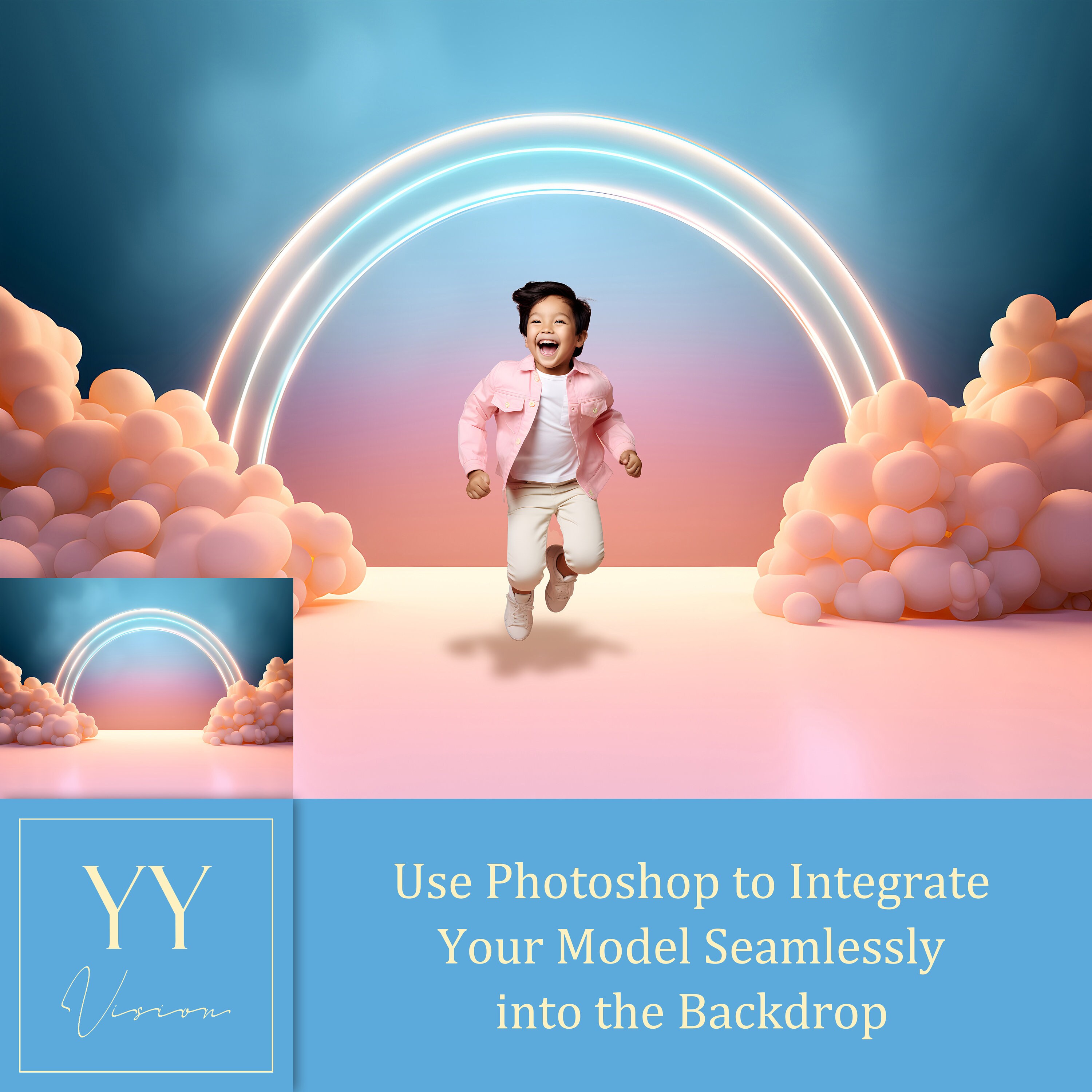 20 Cloud Stage Pastel Digital Backdrops Sets for Christmas Holiday ...