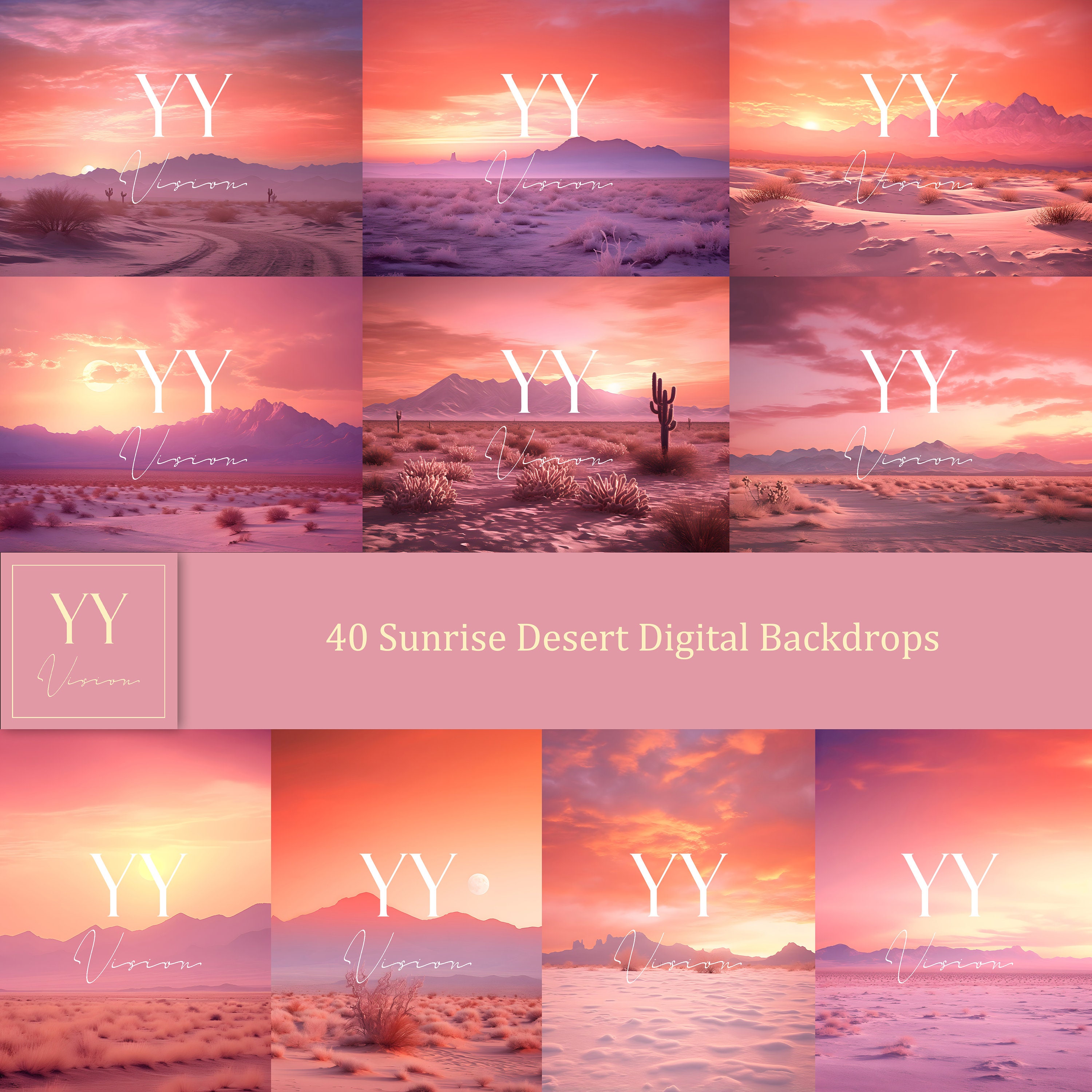 40 Sunrise in Desert Digital Backdrops Sets for Wedding Maternity ...