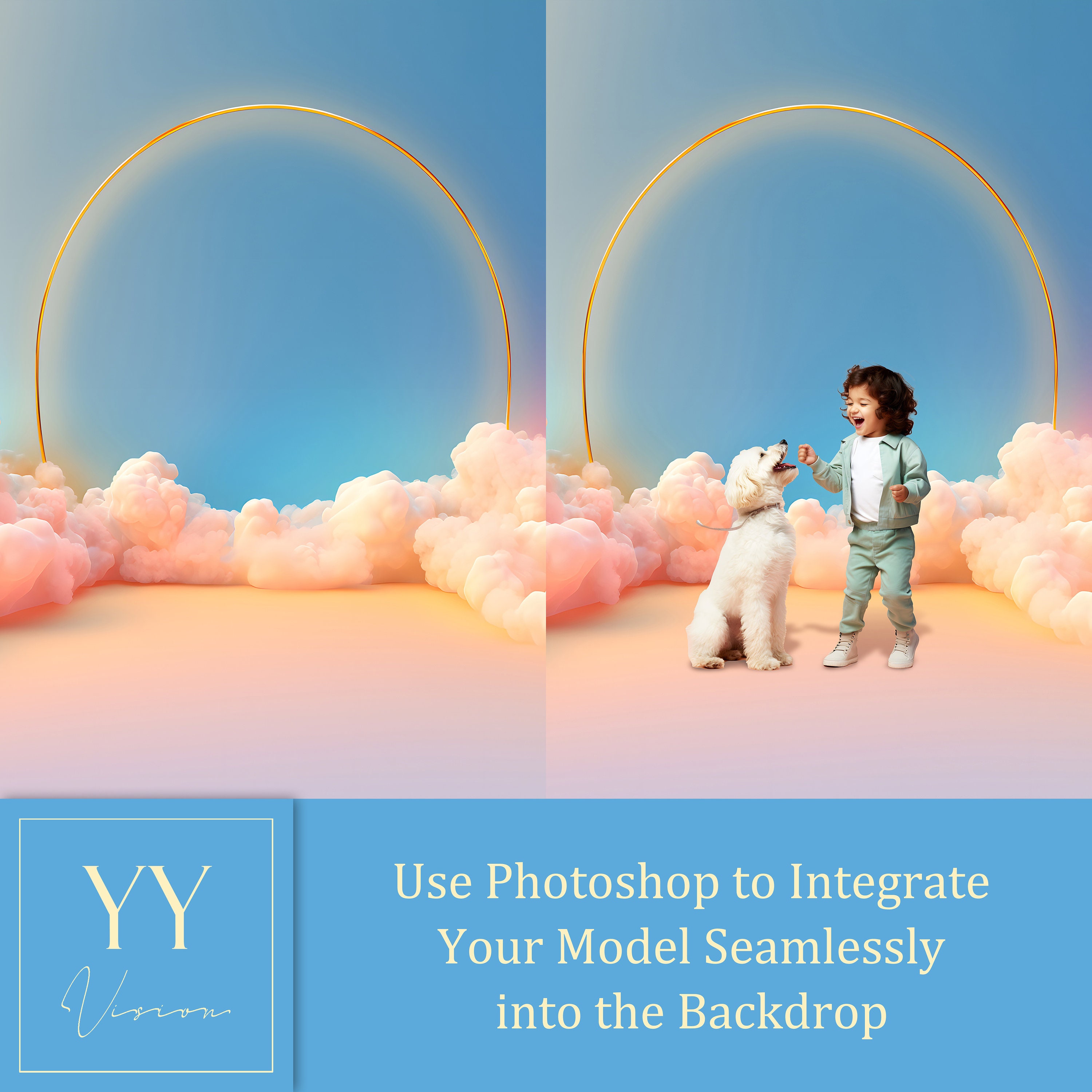 20 Cloud Stage Pastel Digital Backdrops Sets for Christmas Holiday ...
