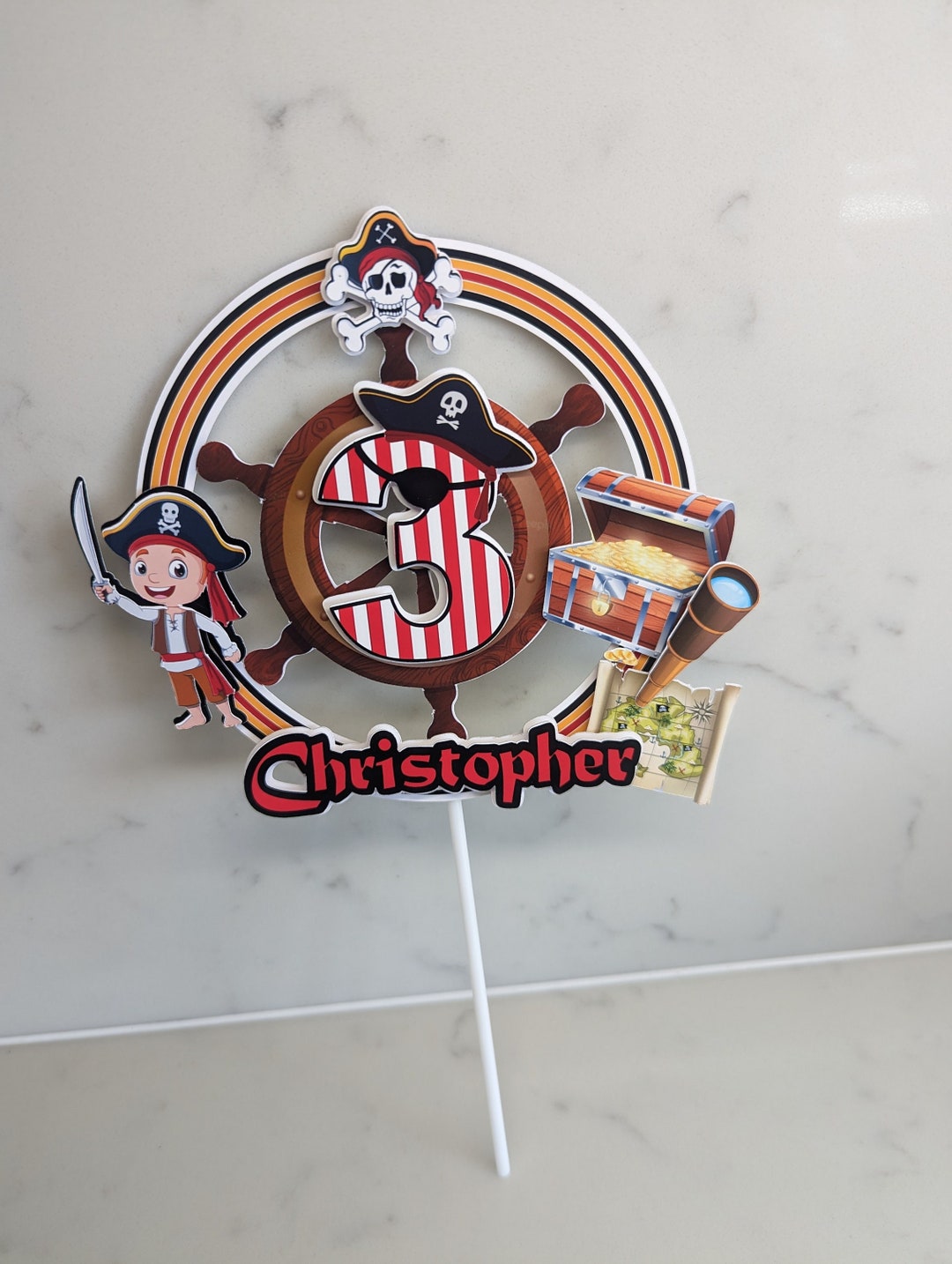 Pirate Party 3D Layered Cake Topper Swashbuckle - Etsy